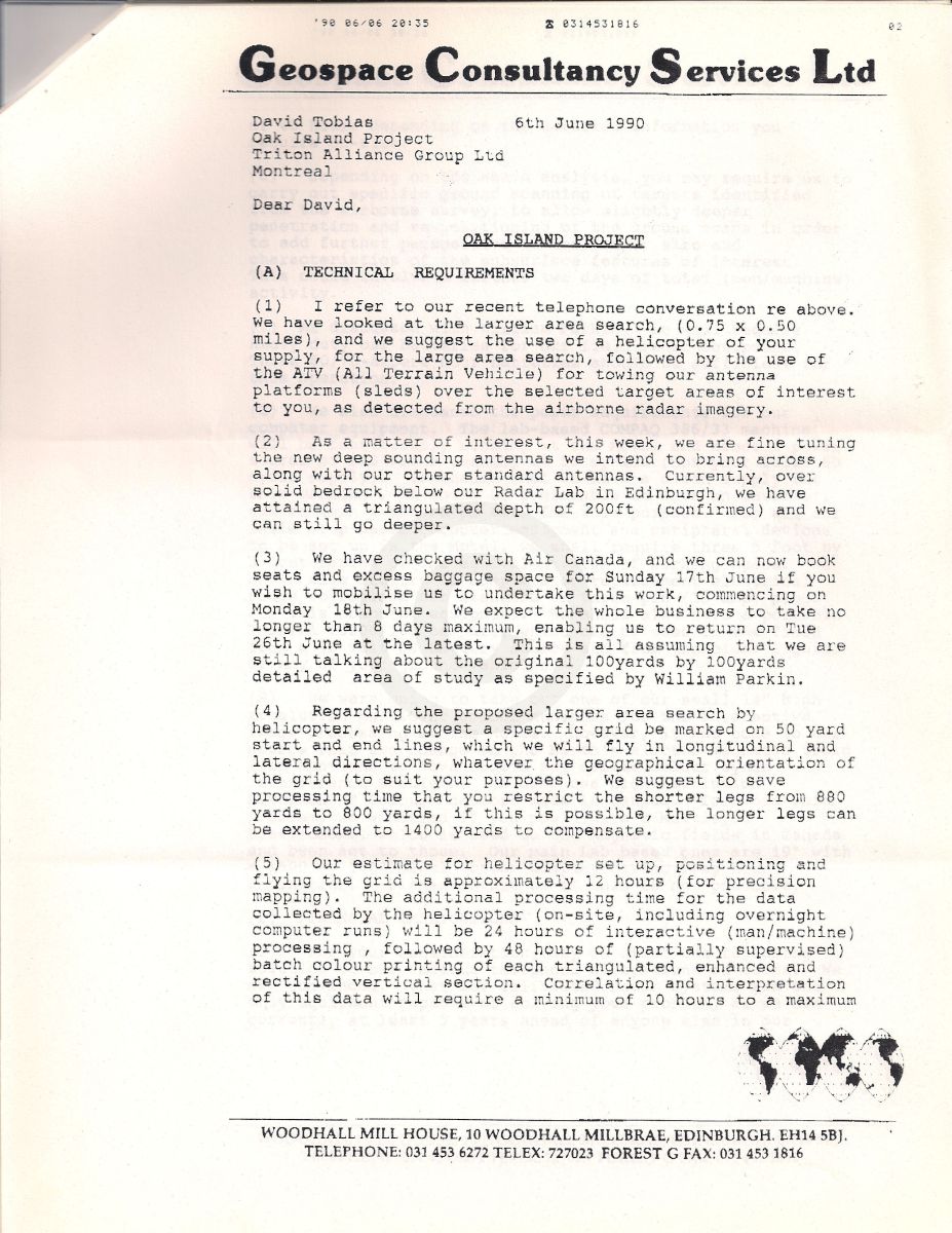 Confidential letter discussing Oak Island Project p1 (attached to June ...