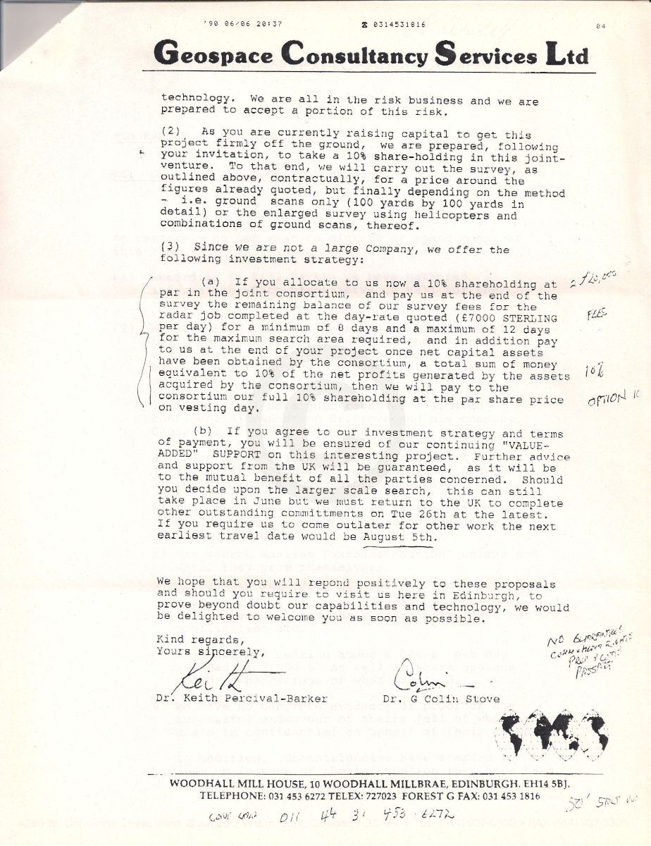 Confidential letter discussing Oak Island Project p3 (attached to June ...